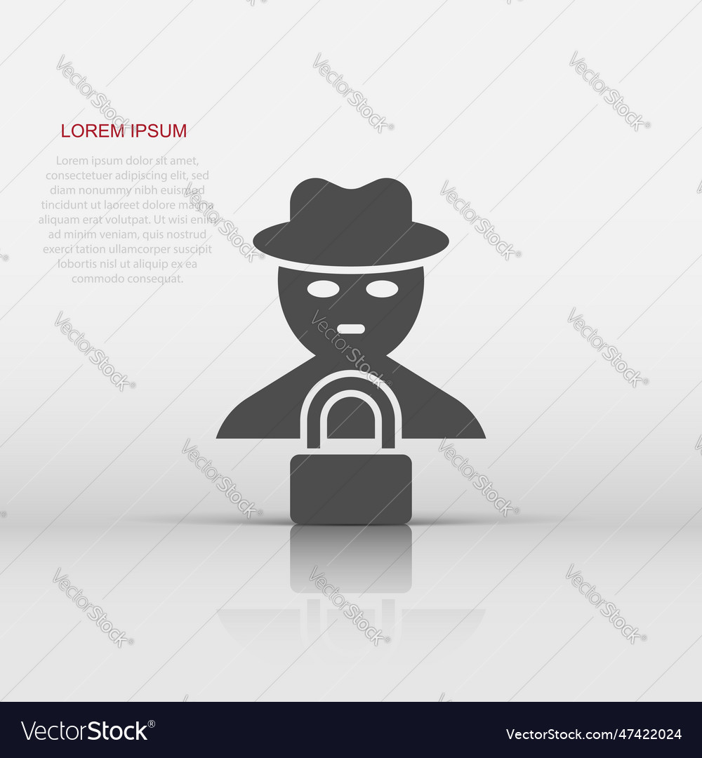 Fraud hacker icon in flat style spy on isolated Vector Image Fraud hacker icon in flat style spy on isolated Vector Image