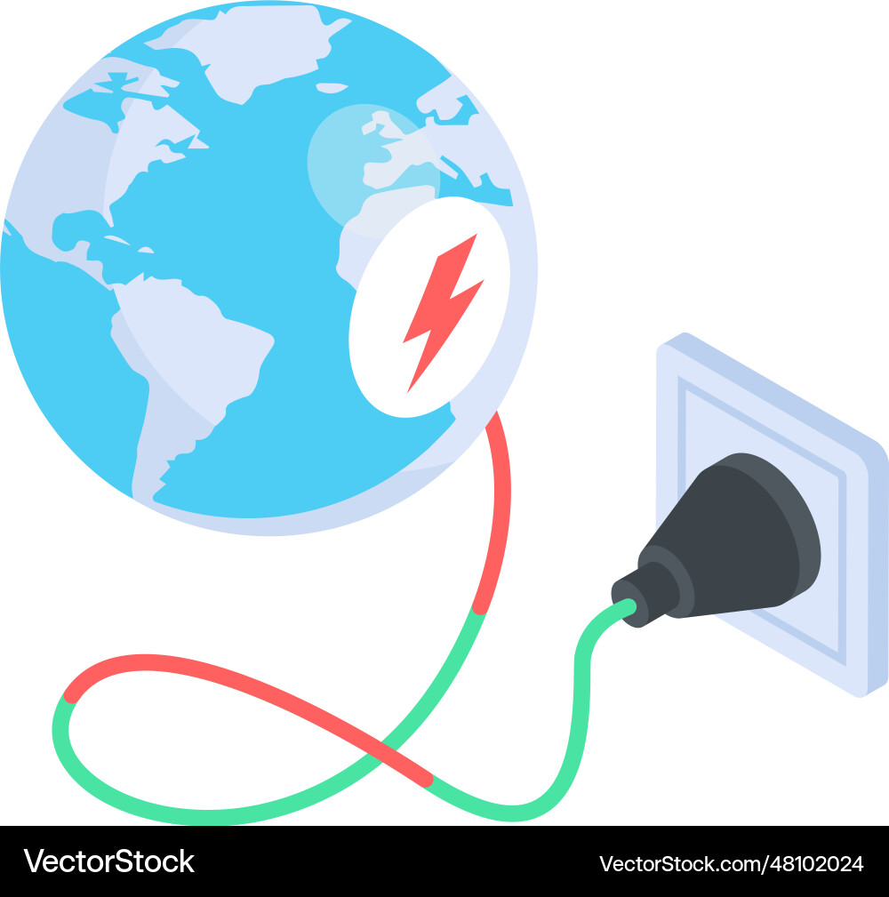 Isometric icon of global power Royalty Free Vector Image