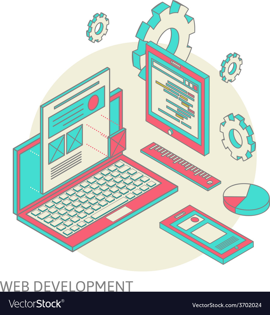 Mobile and desktop website design development Vector Image