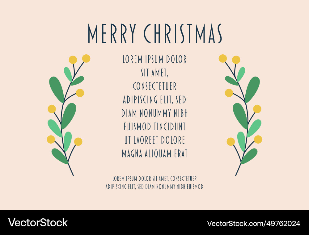 Postcard with text merry christmas lettering Vector Image