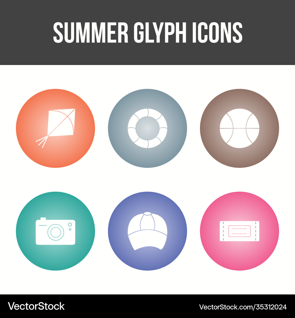 Unique summer glyph icon set Royalty Free Vector Image
