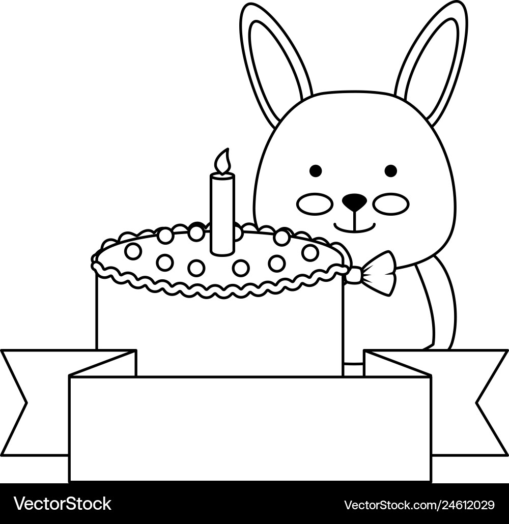 Cute rabbit with sweet cake character icon Vector Image