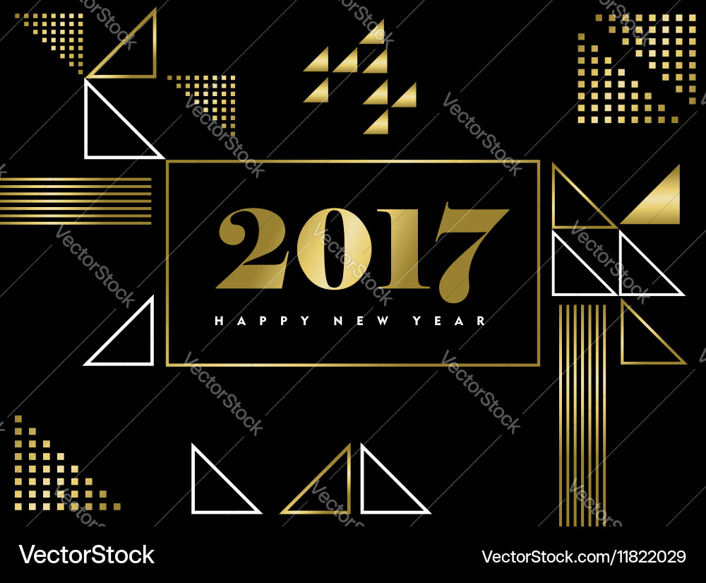 Happy new year gold geometric shape simple design Vector Image