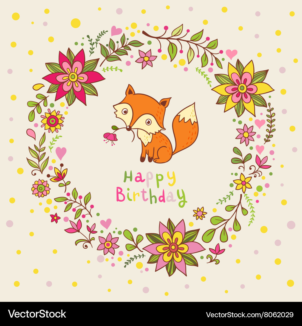 Party invitation with fox Royalty Free Vector Image