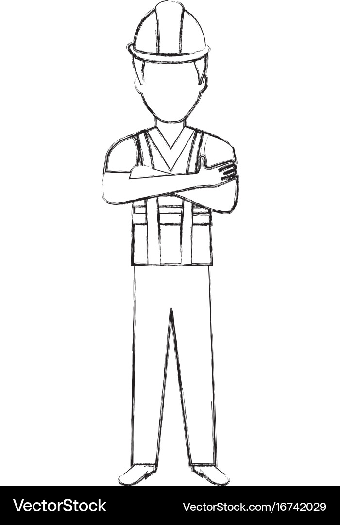 Worker with helmet avatar Royalty Free Vector Image