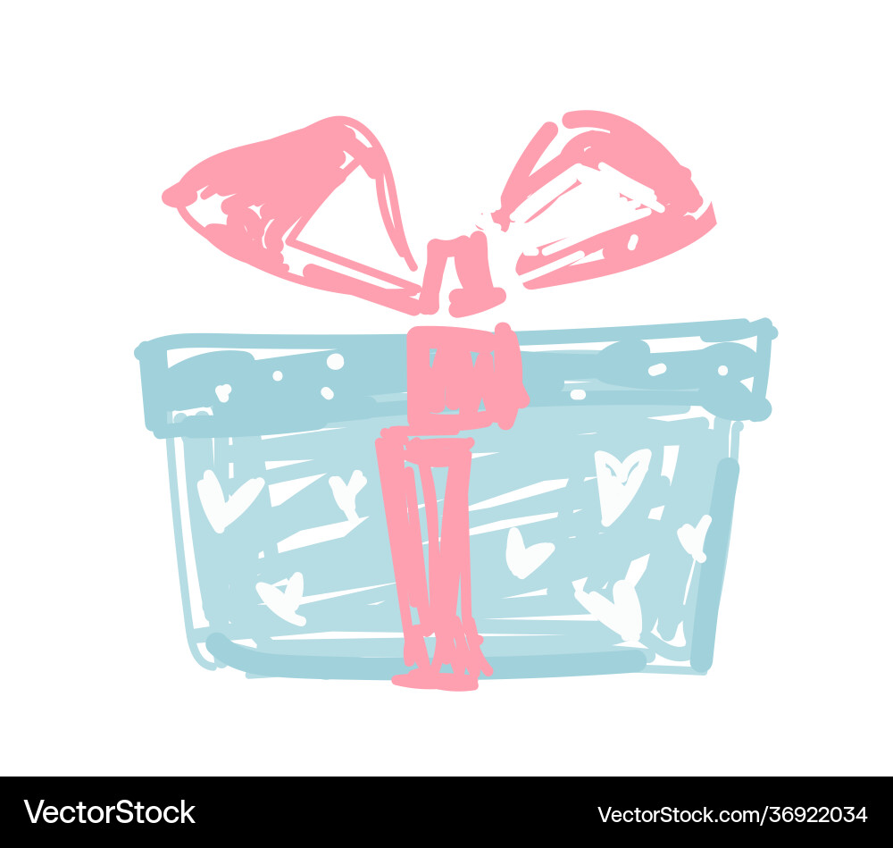 Hand drawn gift box with bow Royalty Free Vector Image