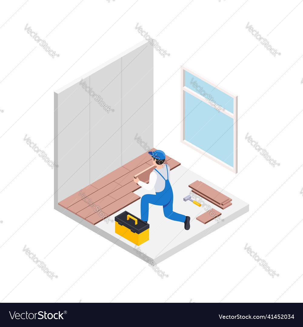 Isometric Tiling Renovation Composition Royalty Free Vector