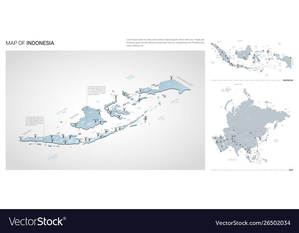 Set indonesia country isometric 3d map Royalty Free Vector