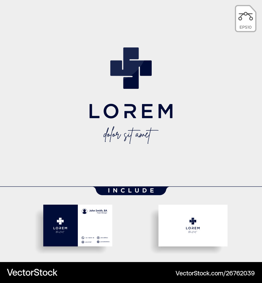 Cross medical logo design isolated icon Royalty Free Vector