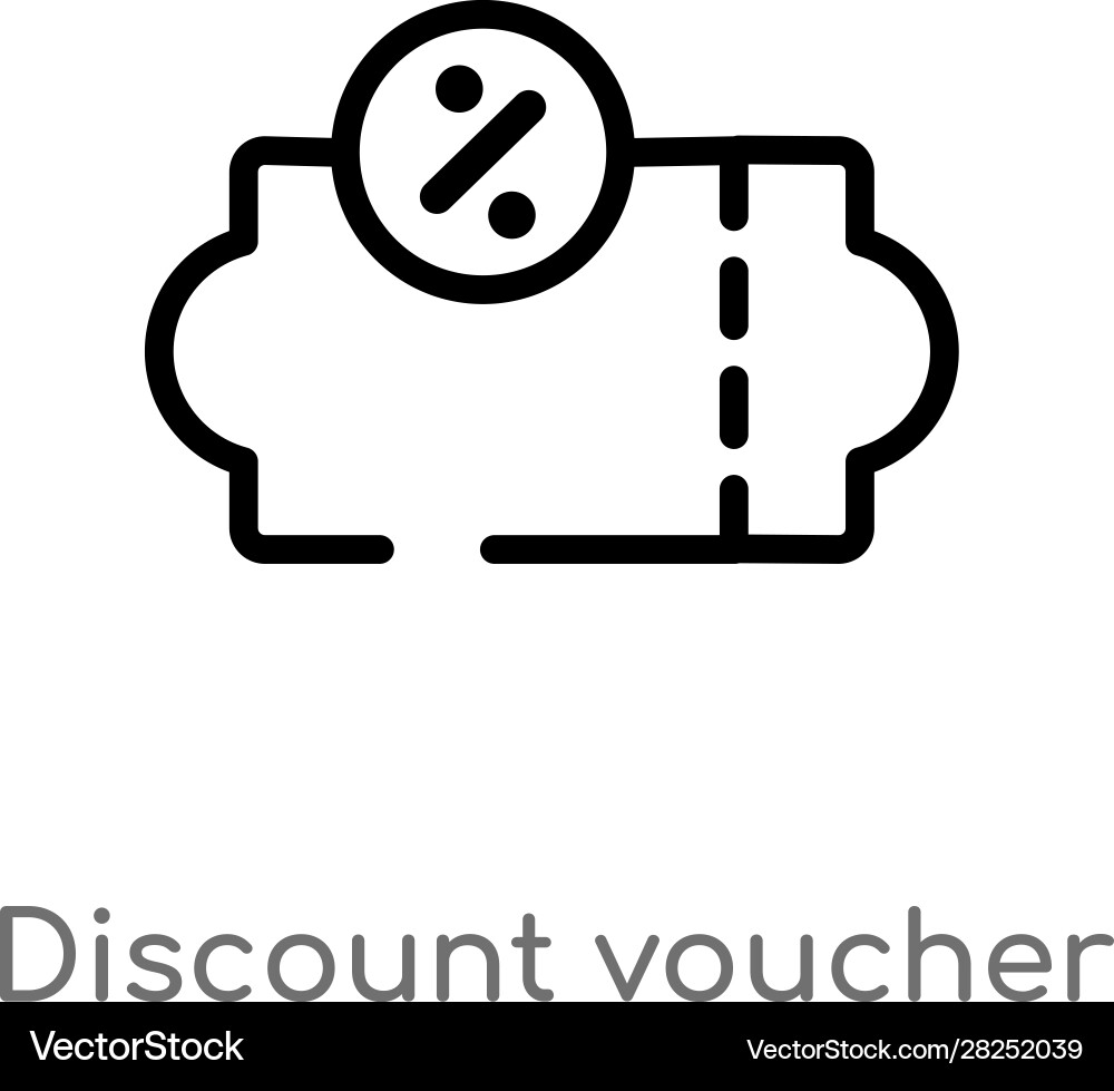 Outline discount voucher icon isolated black Vector Image