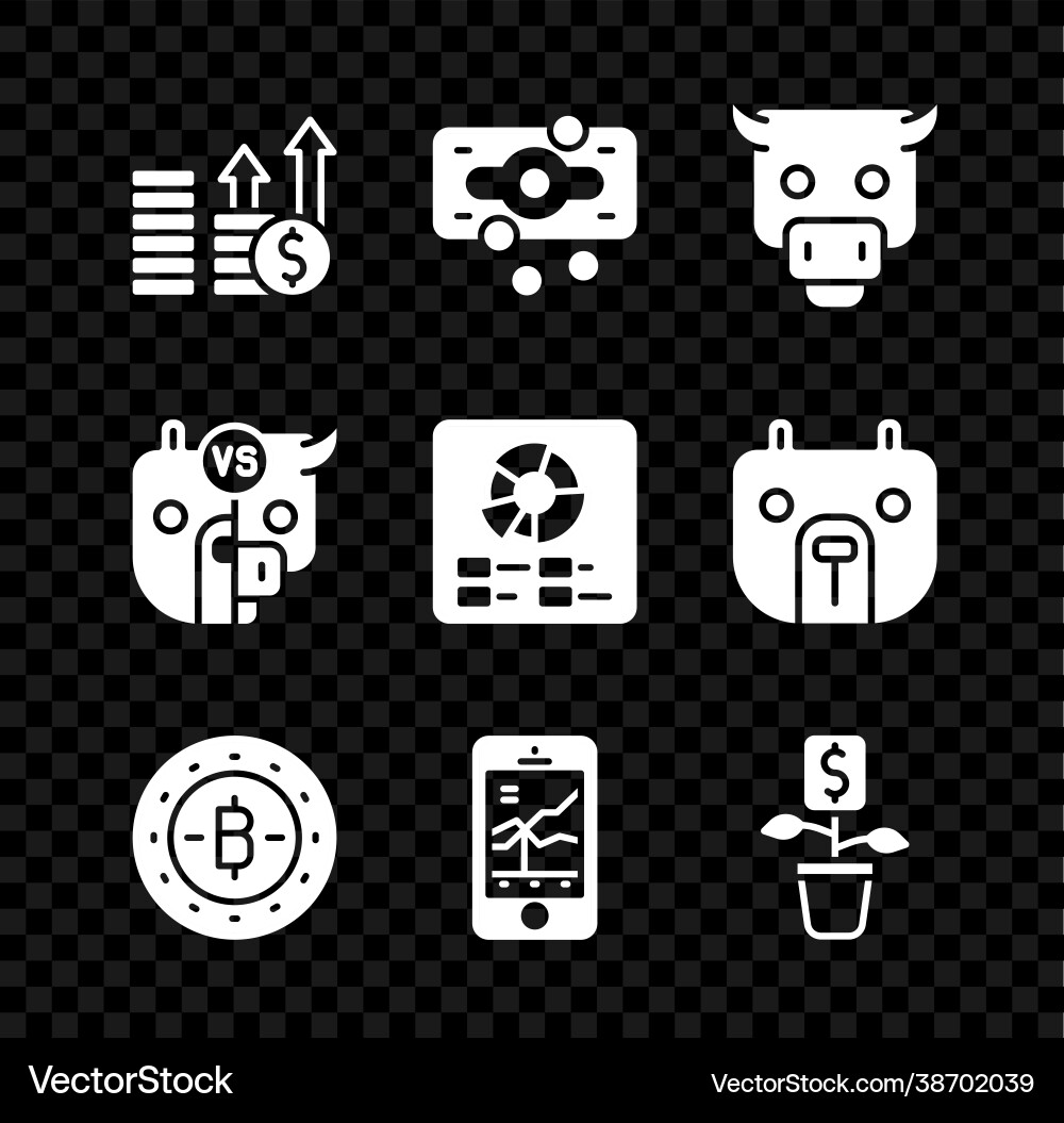 Set financial growth and dollar stacks paper Vector Image