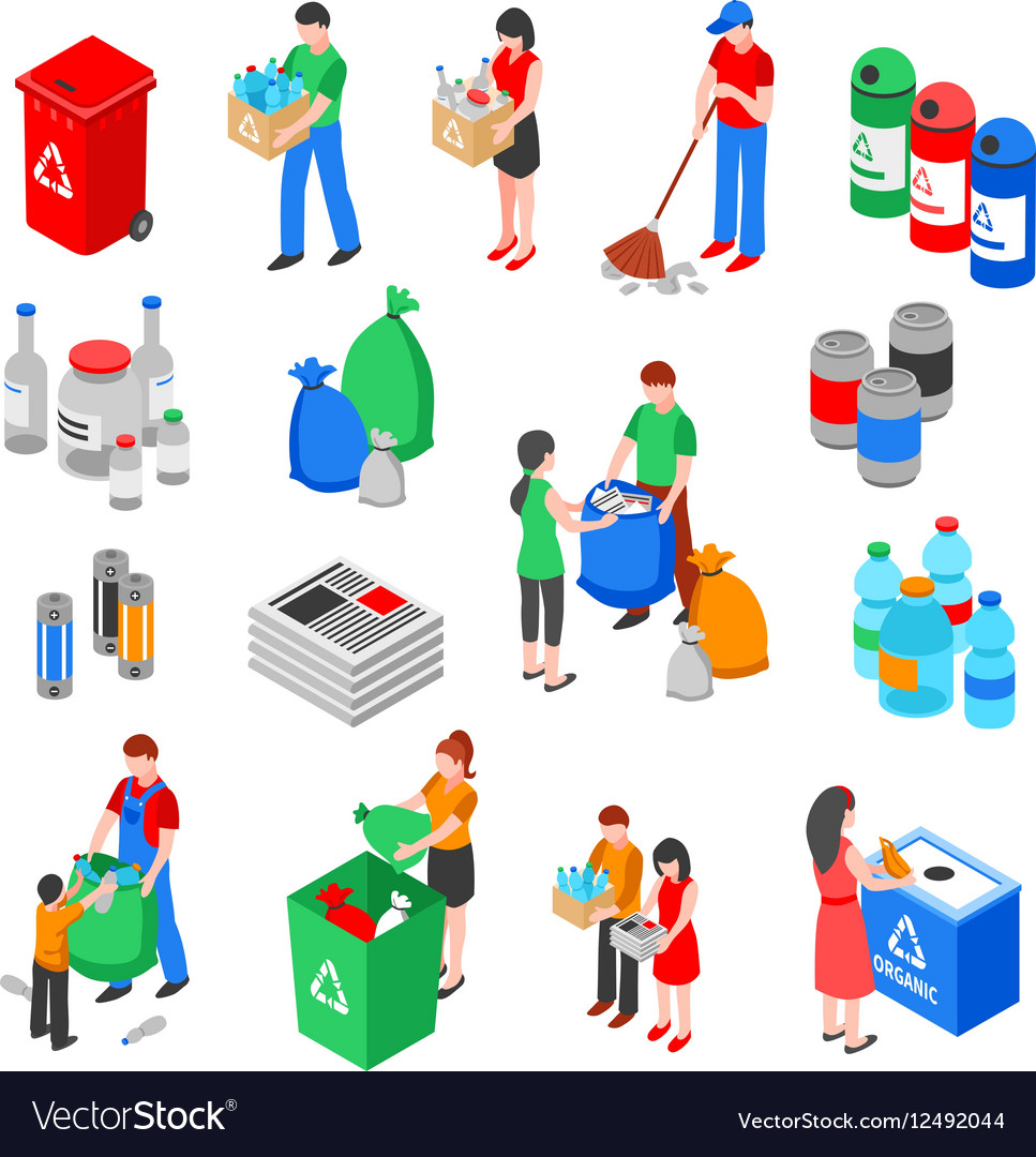 Garbage Recycling Elements Set Royalty Free Vector Image