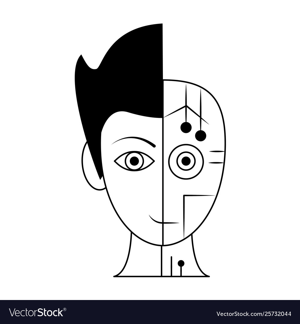 Humanoid cyborg avatar cartoon character in black Vector Image Humanoid cyborg avatar cartoon character in black Vector Image