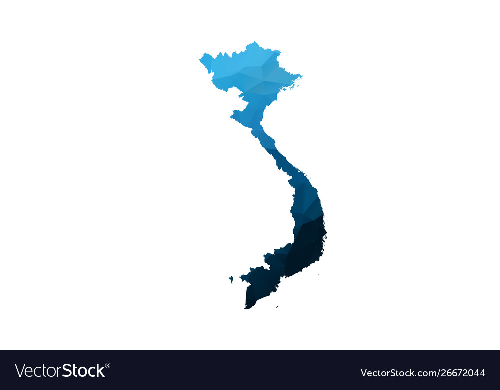 Map - blue geometric rumpled triangular low poly Vector Image