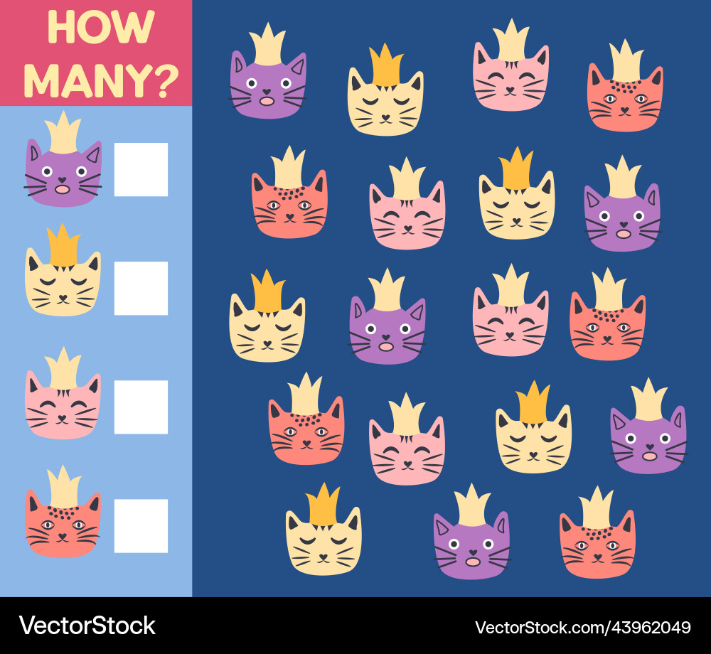 How many cat game for children printable worksheet