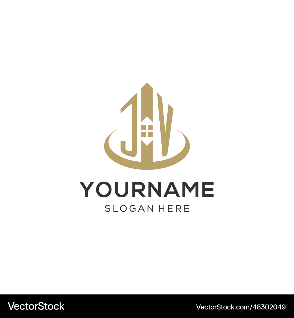 Initial jv logo with creative house icon modern Vector Image