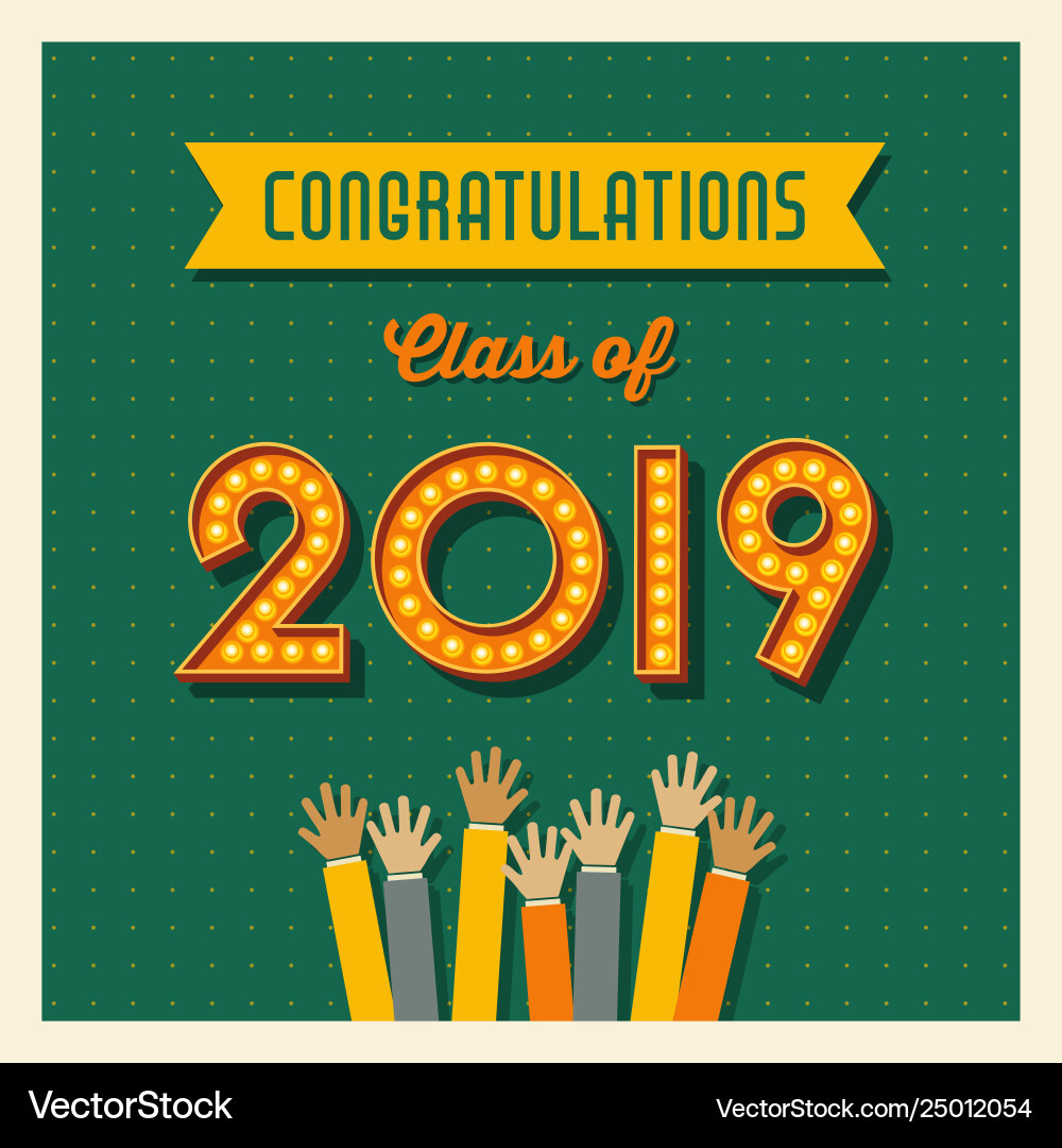 2019 graduation card or banner design Royalty Free Vector