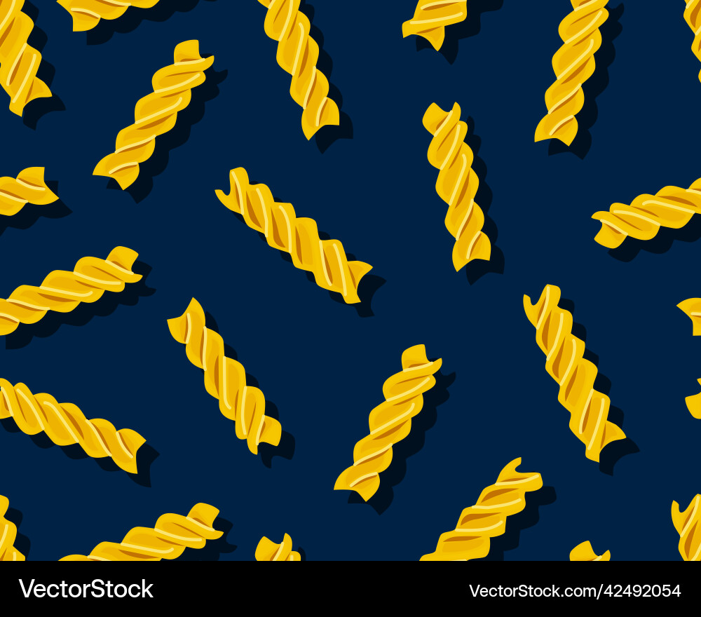 Pasta fusilli on a dark background seamless Vector Image