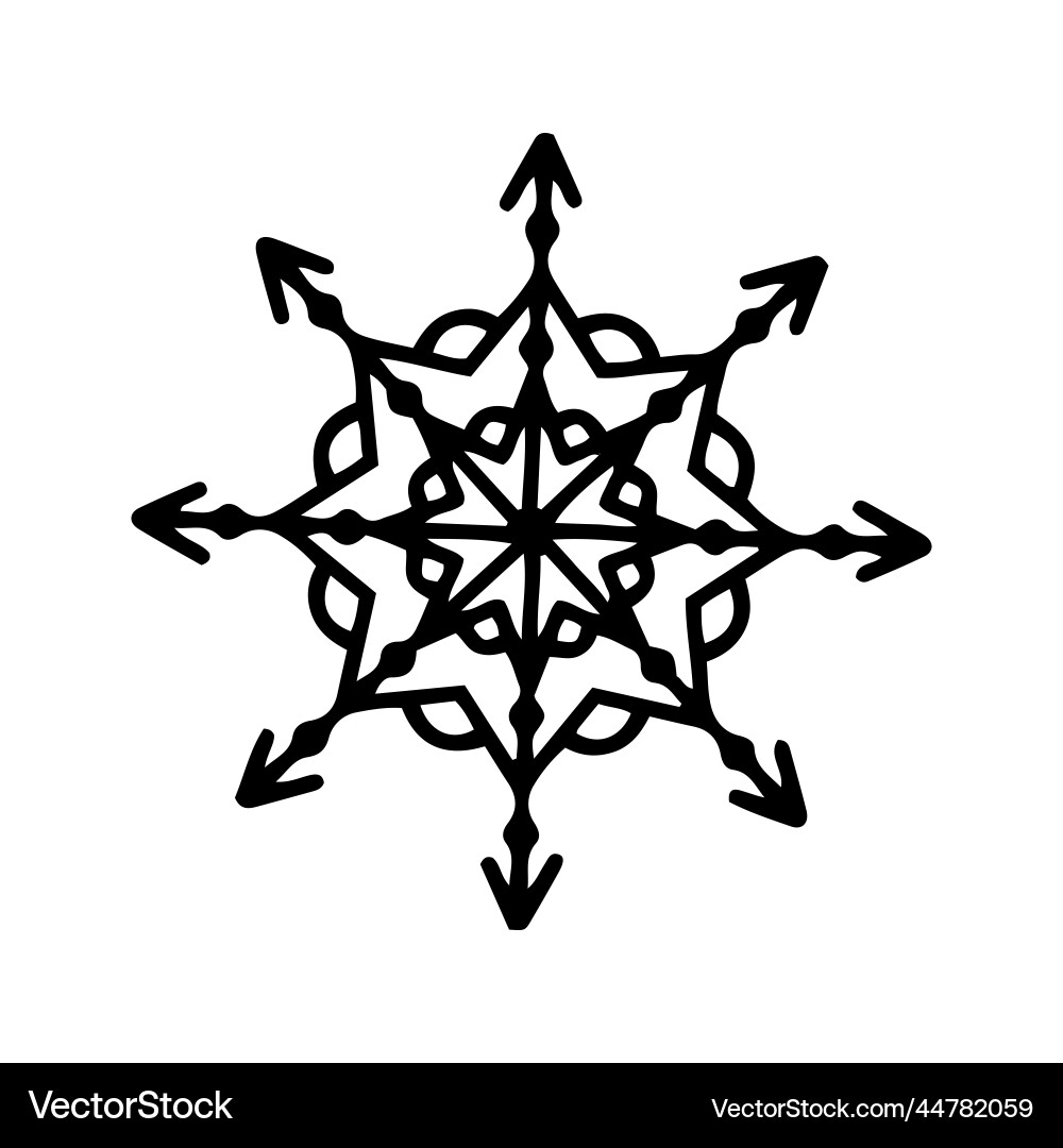Flat hand drawn snowflake silhouette Royalty Free Vector