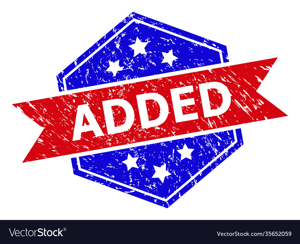 Hexagonal bicolor added stamp with rubber texture Vector Image