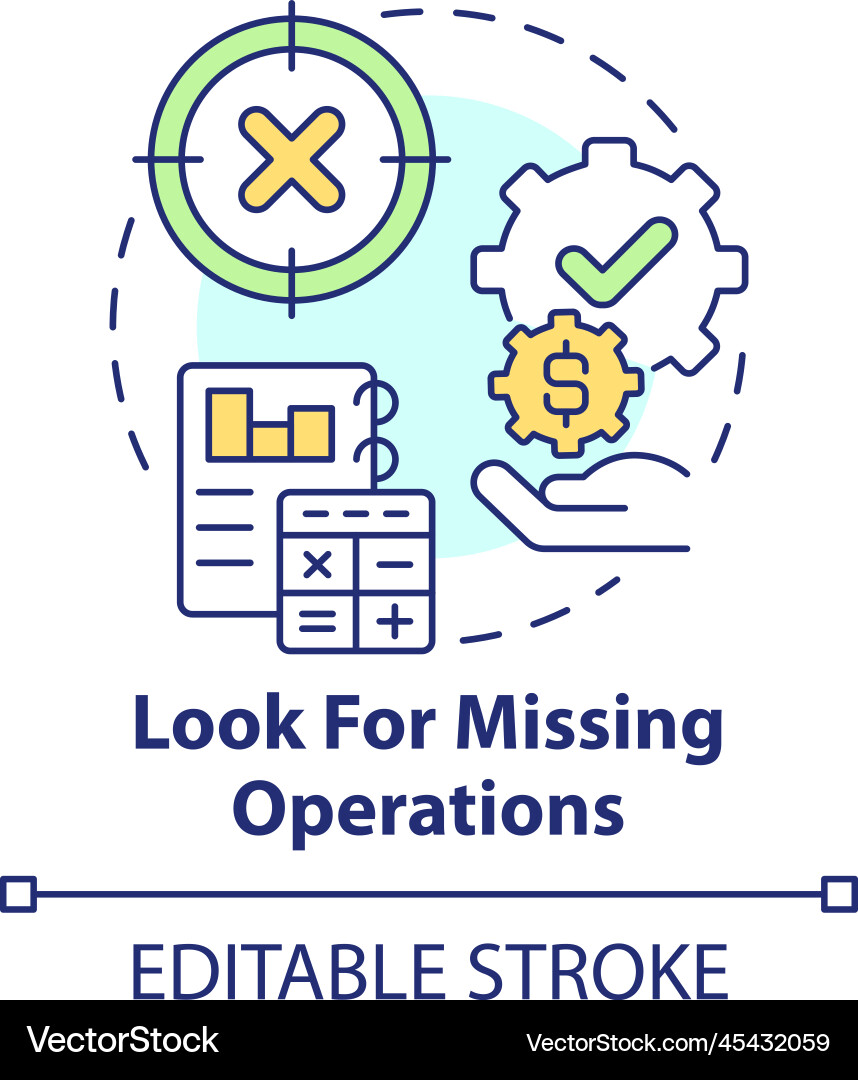 Look for missing operations concept icon Vector Image