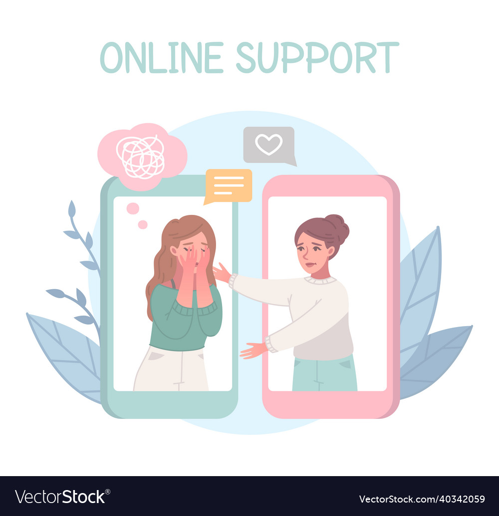 Online support empathy composition Royalty Free Vector Image