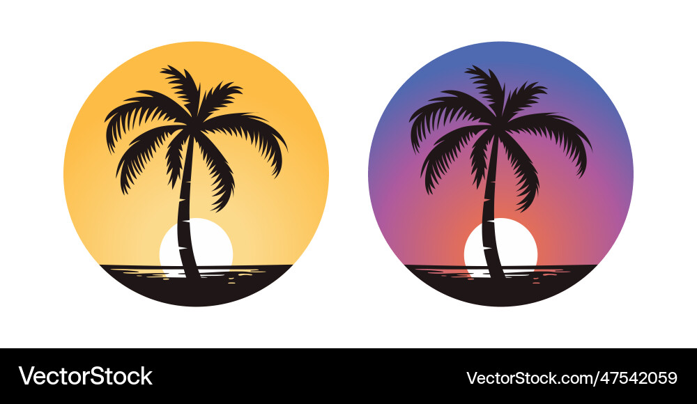 Palm trees tree icon set isolated Royalty Free Vector Image