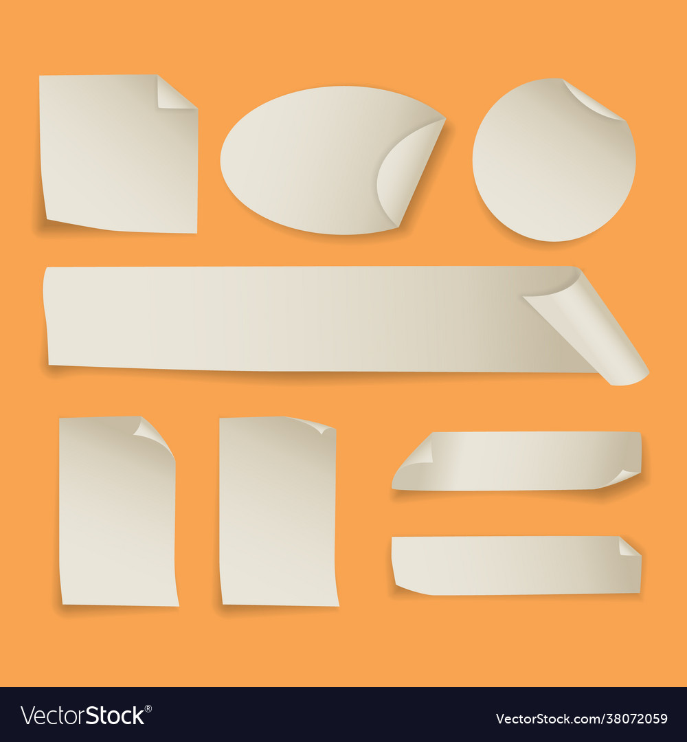 Realistic Paper Sticker Set Royalty Free Vector Image