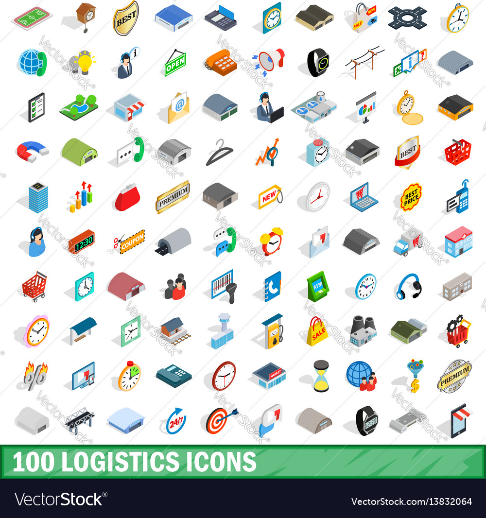 100 logistics icons set isometric 3d style Vector Image 100 logistics icons set isometric 3d style Vector Image