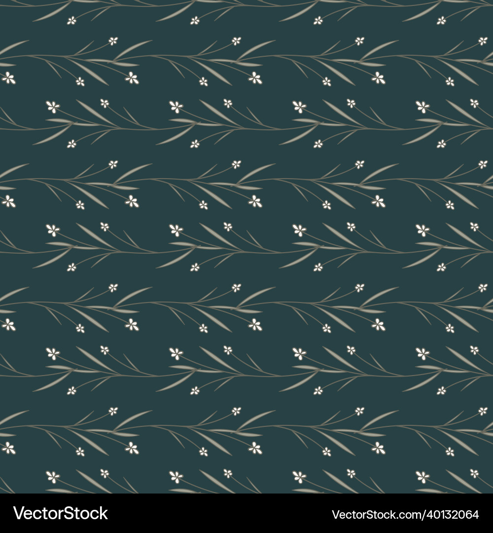 Dark blue hand drawn botanical print line art Vector Image