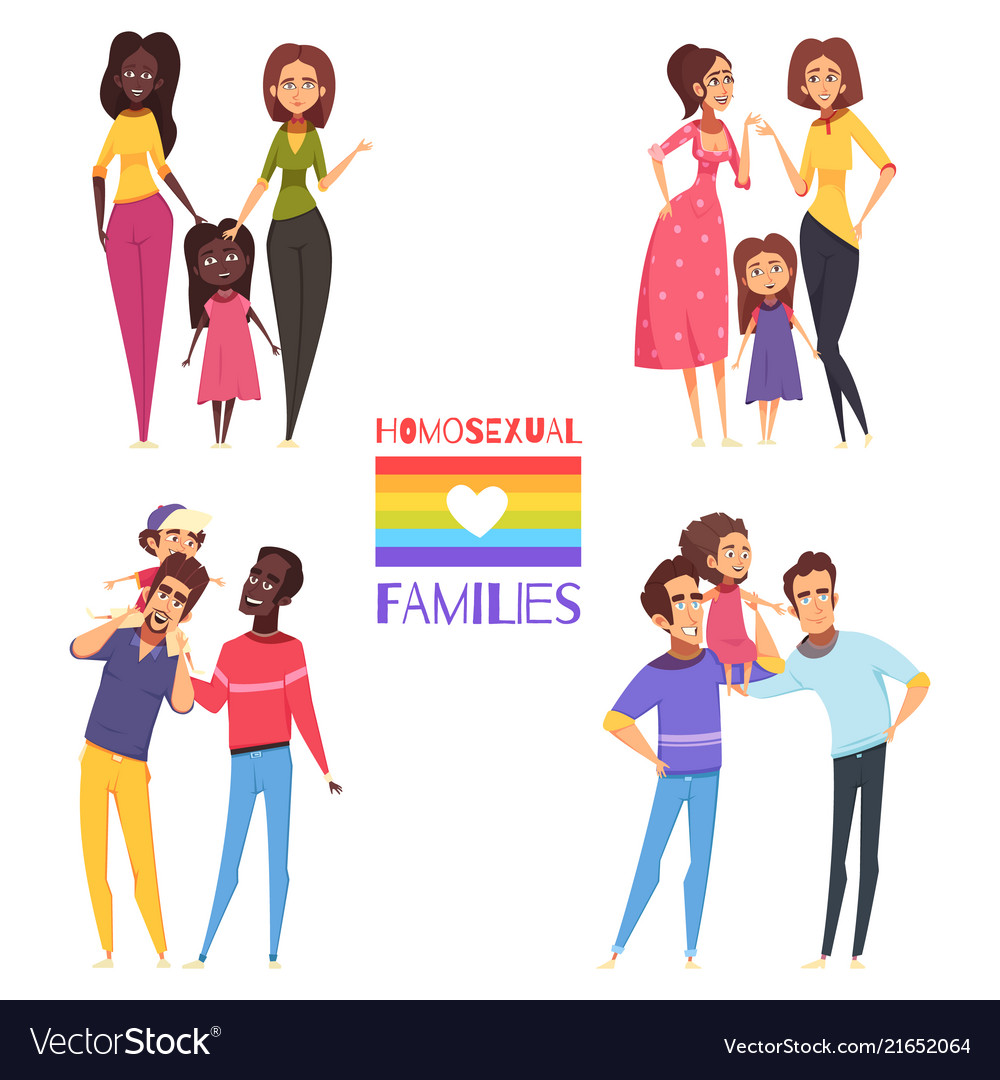 Homosexual families set Royalty Free Vector Image