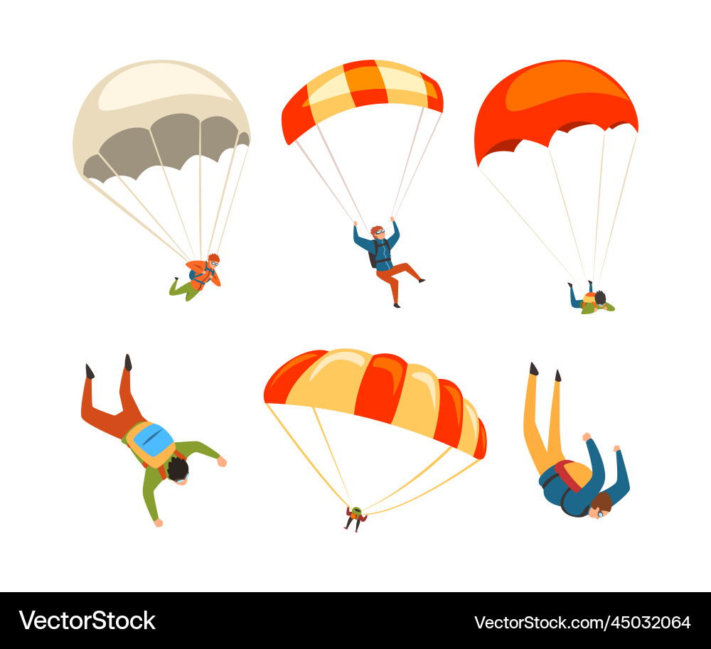 Man character skydiving falling down Royalty Free Vector