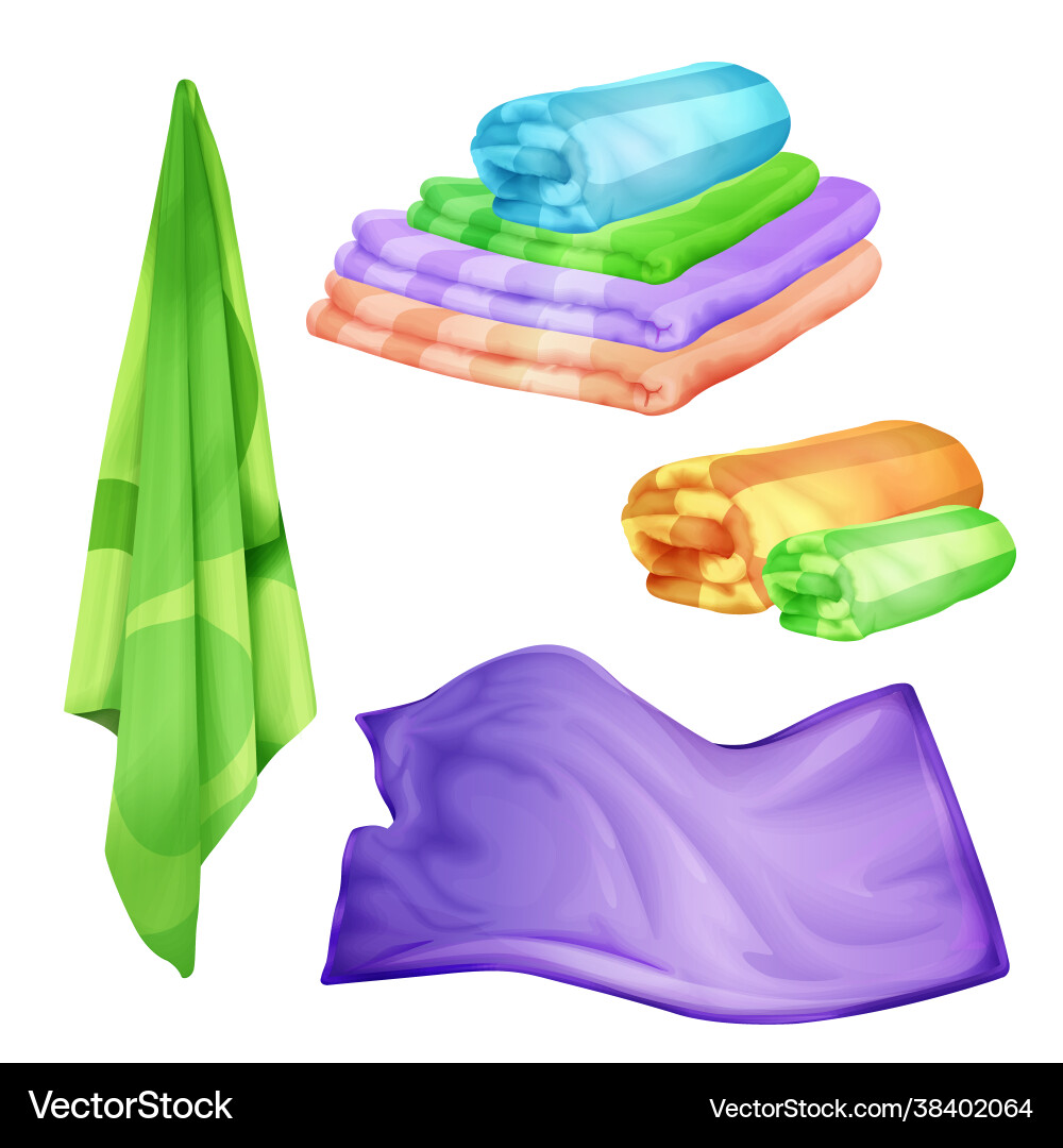 Realistic bathroom spa colored towel set Vector Image