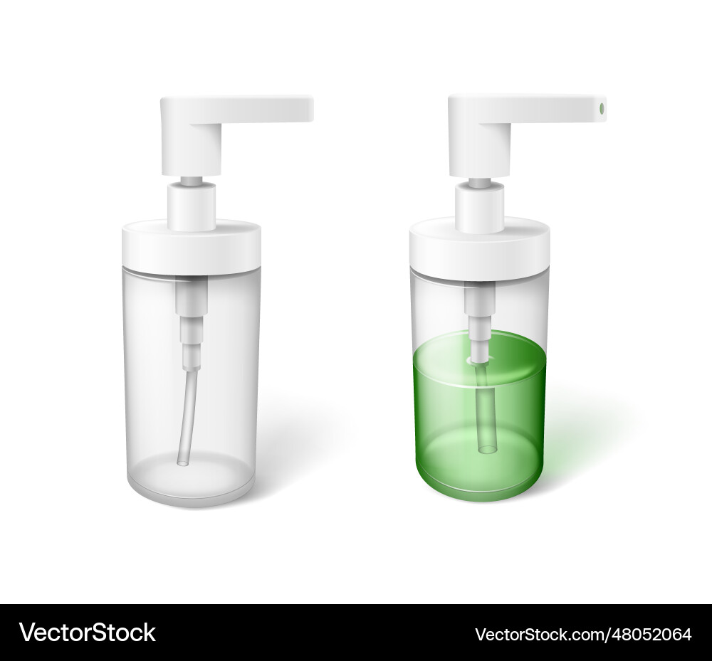 Realistic plastic bottle with dispenser pump full Vector Image