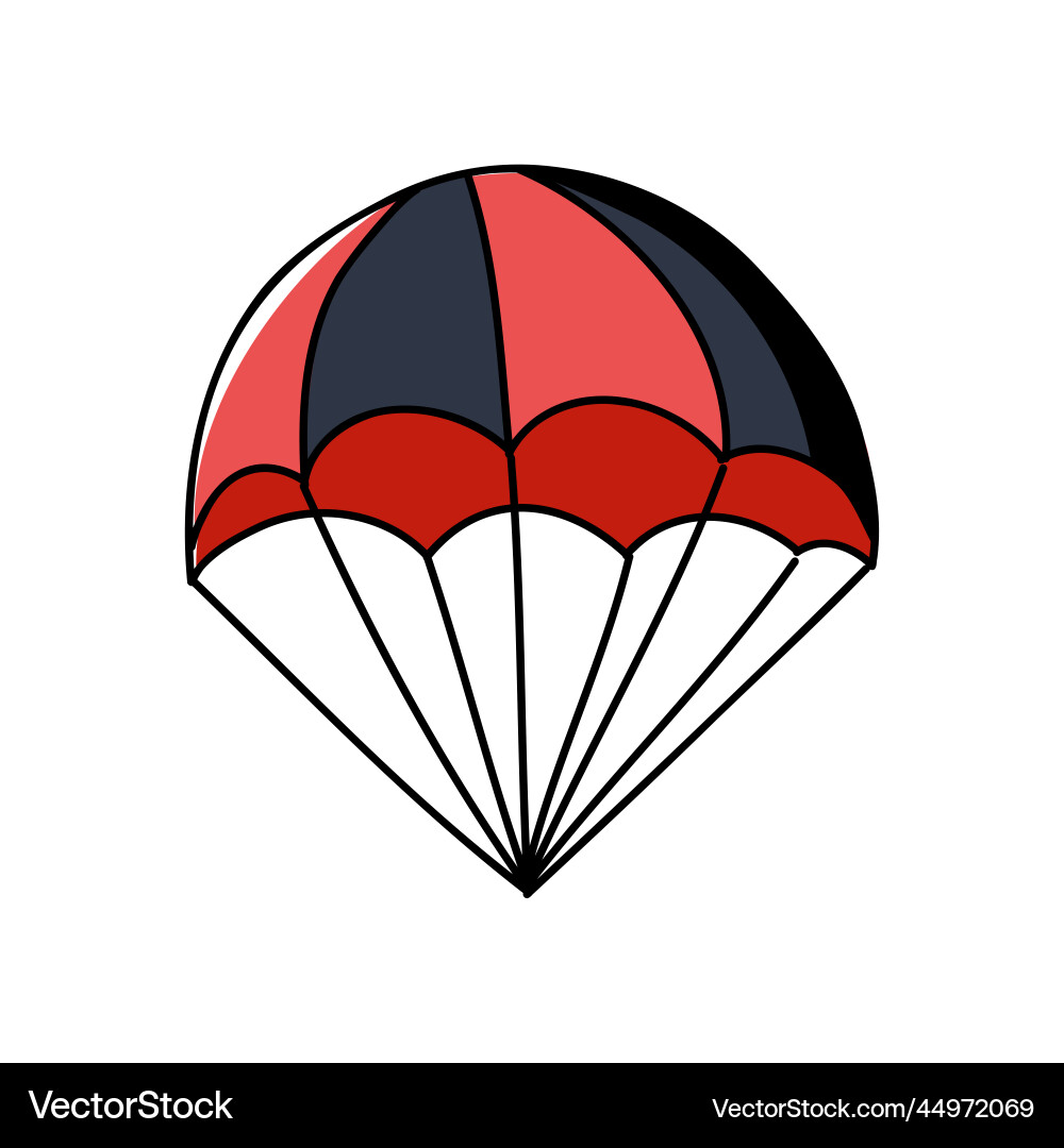 Black red open parachute Royalty Free Vector Image