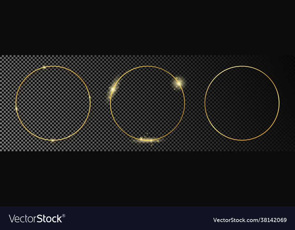 Gold glowing circle frame Royalty Free Vector Image