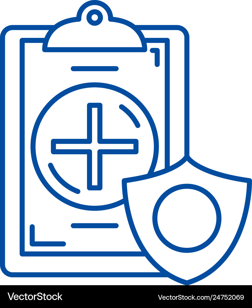 Insurance line icon concept flat Royalty Free Vector Image