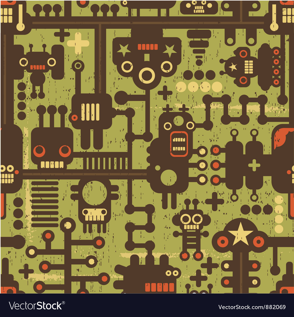 Robotic pattern Royalty Free Vector Image - VectorStock