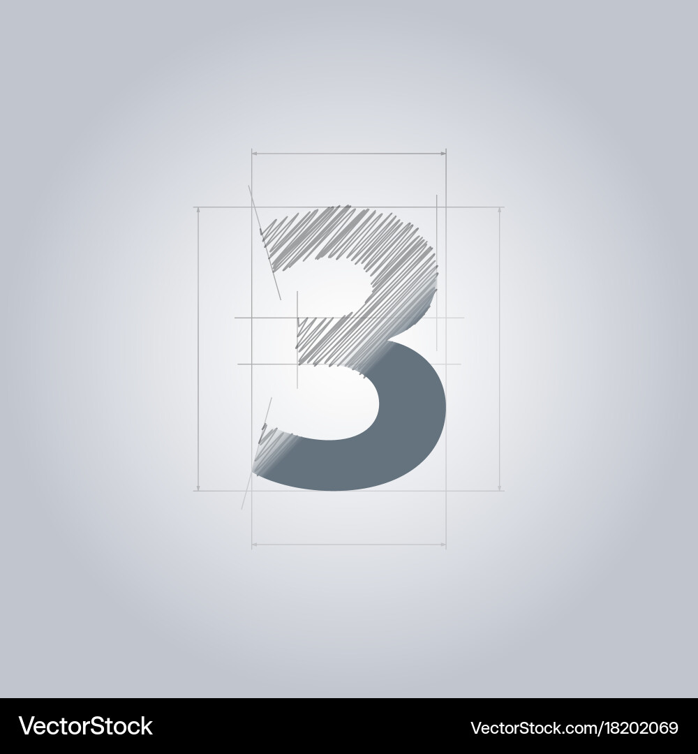 Sign number three logotype architectural design Vector Image