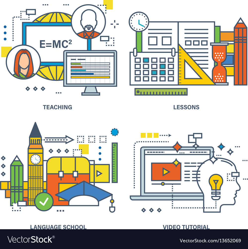 Teaching lessons language school video tutorial Vector Image