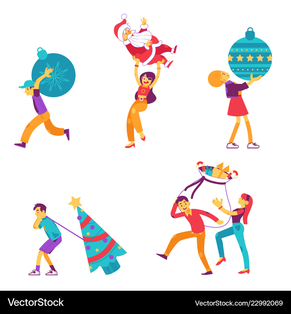 Year holiday characters set Royalty Free Vector Image