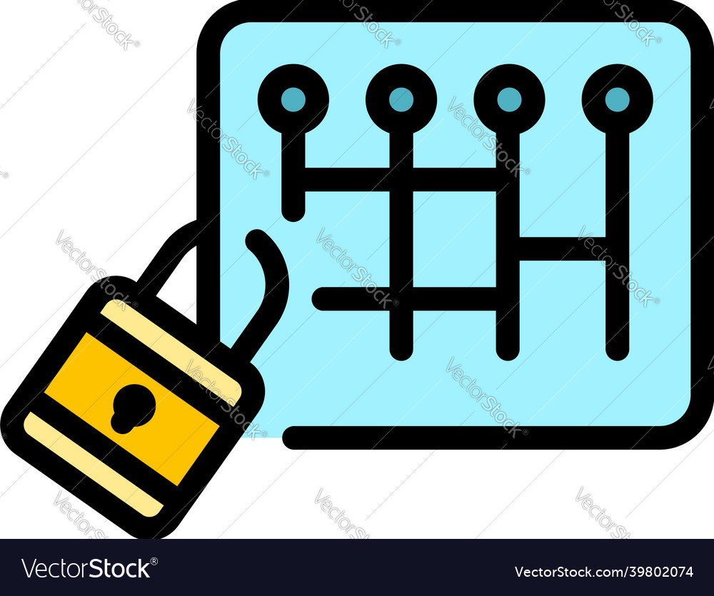 Cipher lock icon color outline Royalty Free Vector Image