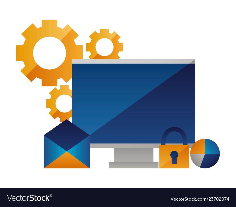 Computer email chart security setting Royalty Free Vector