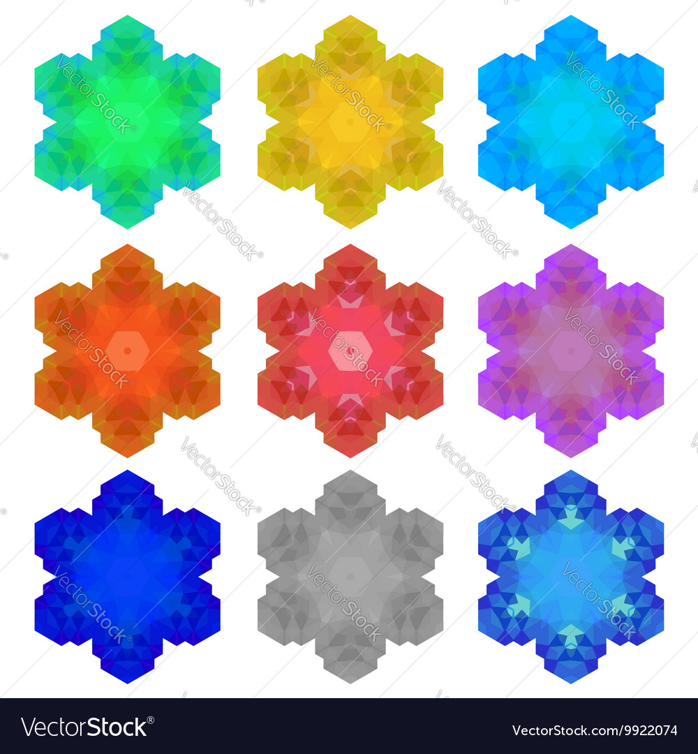 Set of colorful snowflakes isolated Royalty Free Vector