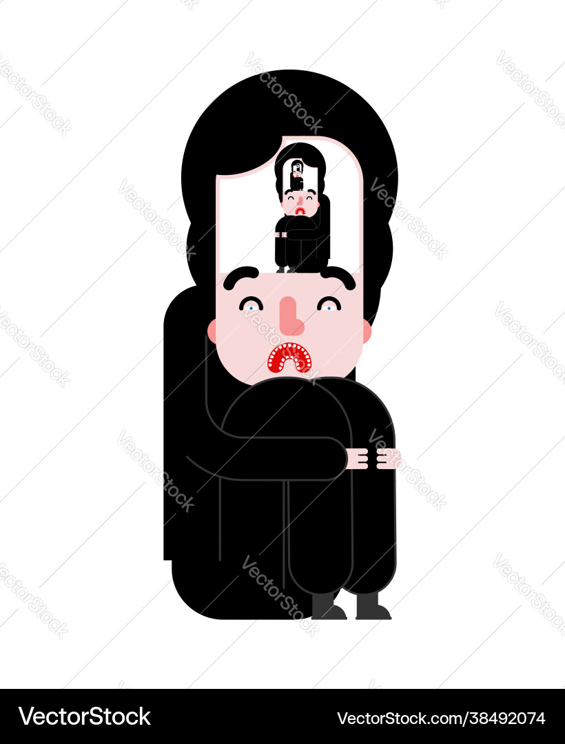 Soul-searching concept man in recursion Royalty Free Vector