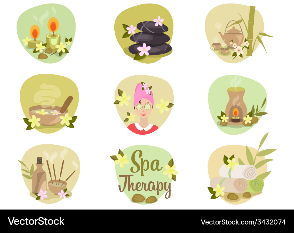 Spa flat icons Royalty Free Vector Image - VectorStock