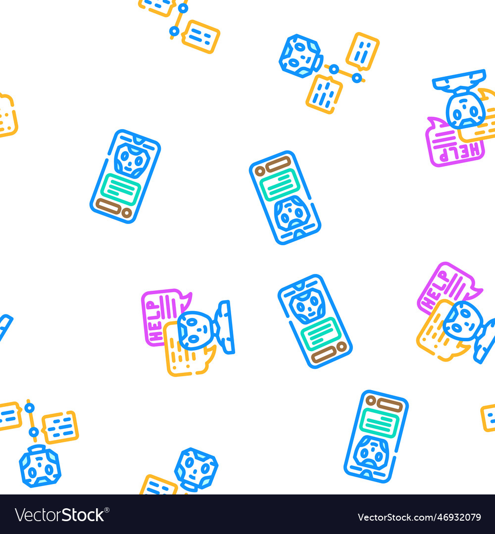 Chat Bot Robot Service Seamless Pattern Royalty Free Vector