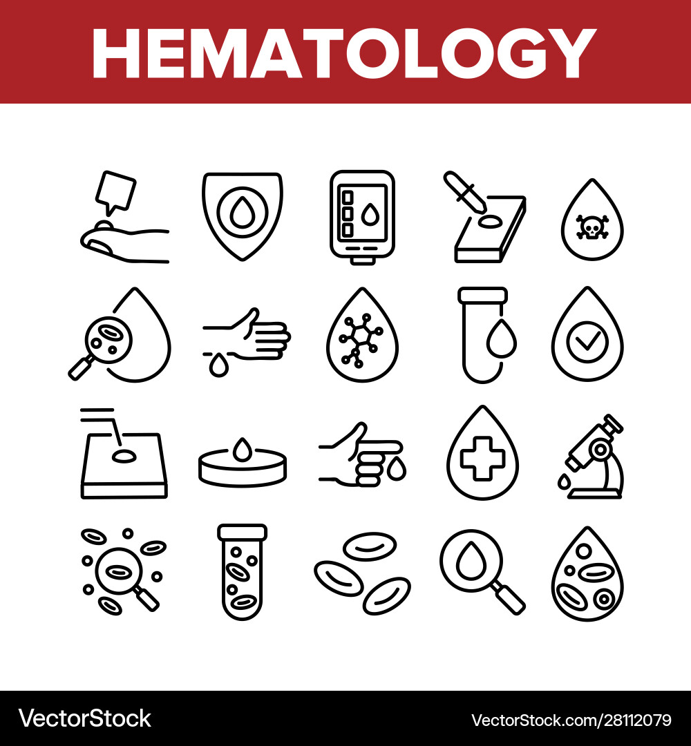 Hematology collection elements icons set Vector Image