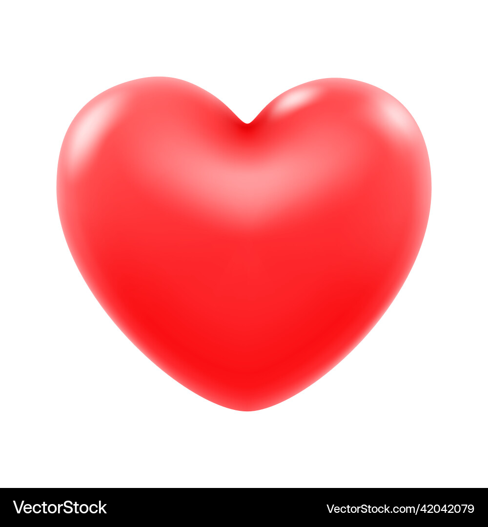 Red shiny heart symbol realistic 3d isolated Vector Image