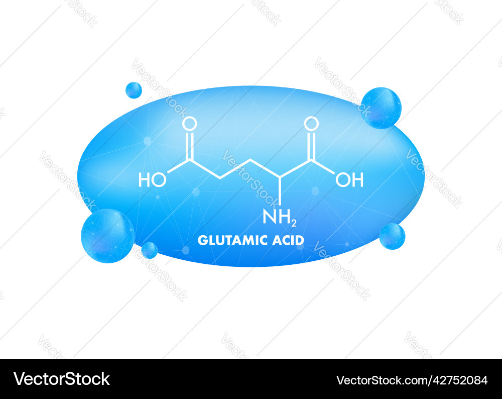 Chemical structure of glutamic acid formula icon Vector Image